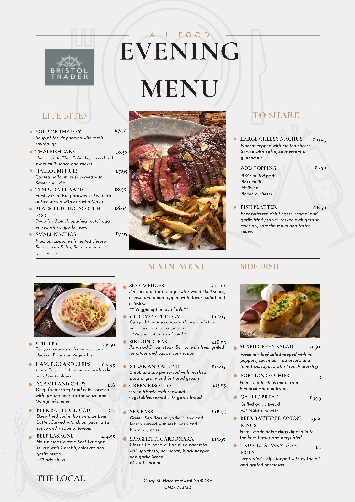 Menus | The Bristol Trader
